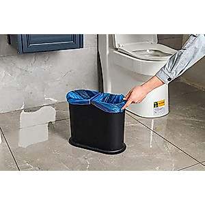 KLGO 10 Liter Slim Plastic Trash Can with Lid,2.4 Gallon Double Barrel Waste Basket,Rectangular Garbage Container Bin for Bathroom,Bedroom,Kitchen and Office,White