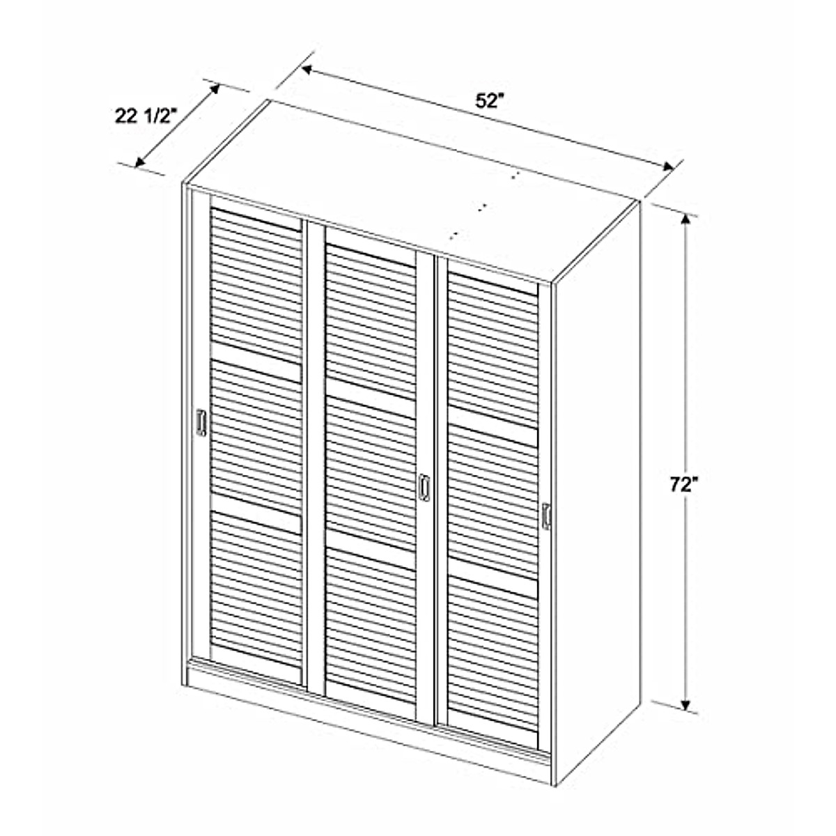 Palace Imports 100% Solid Wood Wardrobe with 3 Sliding Raised Panel Doors, Mocha. 5 Shelves Included. Additional Large Shelves Sold Separately.