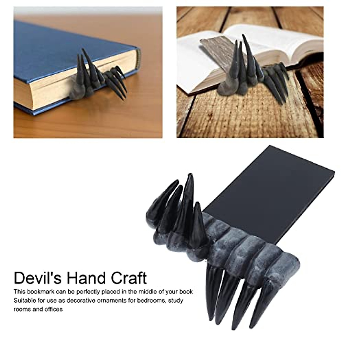 3D Bookmark,Scary Bookmark,Creepy Claw Hand Bookmark Scary, Thriller Devil's Hand Bookmark, Black Resin Demon Hand Bookmark, Horror Book Mark, Creative 3D Bookmarks for Adults, Bookshelf Gift