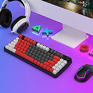 OCG Wireless Mechanical Keyboard, 2.4G/USB-C/Bluetooth Gaming Keyboards 86 Keys Hot Swappable NKRO Keyboard with RGB Backlit for Windows & Mac, UV Finished Keycaps,Multi-Function Knob