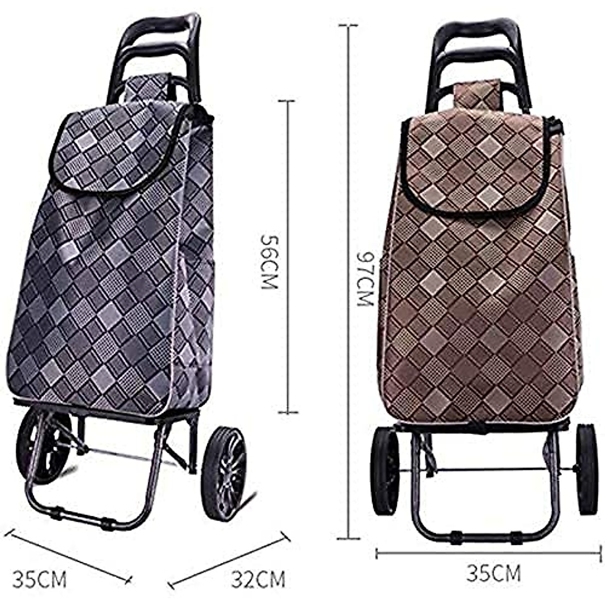 Shopping Trolley on Wheels Multi Function Shopping Cart Large Capacity Light Weight Wheeled Trolley Push Cart Bag with Wheels Pattern Storage Hand Trucks,Red ,