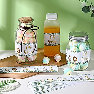 48 Pieces Water Bottle Labels Jungle Animals Themed Party Shower Water Bottle Stickers Wrappers Waterproof Baby Shower Labels for Baby Shower Party Decoration