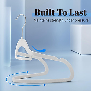 Smartor White Velvet Hangers 60 Pack, Space Saving Clothes Hangers with Tie Bar, Non-Slip Felt Hangers with Shoulder Notches, Heavy Duty Suit Hangers for Coat, Shirt, Pants, Dress