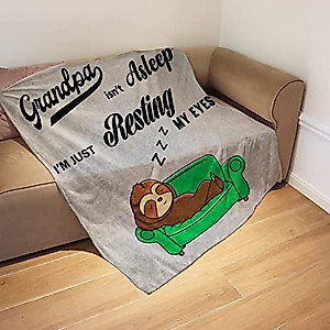Moyel Grandpa Gifts Funny Sloth Blanket Fluffy Fuzzy Warm Soft Throw Blanket for Grandpa Christmas Fathers Day Birthday Gifts for Grandpa, 59”x51”