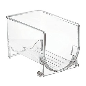 mDesign Large Stackable Kitchen Bin Storage Organizer Rack for Pop/Soda Bottles for Refrigerator, Pantry, Countertops and Cabinets - Holds 2-Liter Bottles - 4 Pack - Clear