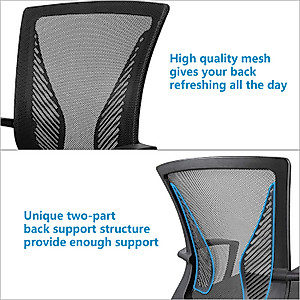 KaiMeng Office Ergonomic Mesh Computer Chairs Lumbar Support Mid Back Study Desk Chair Small Modern Task Chair Cheap Adjustable Swivel, Black