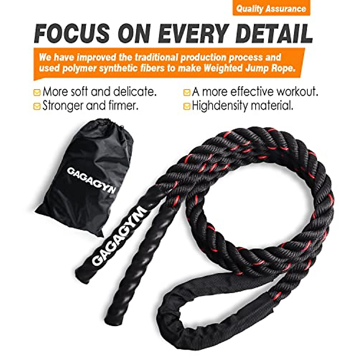 Weighted Jump Rope for Fitness - 3LB Heavy Jump Ropes for Exercise, Weighted Adult Skipping Rope for Women & Men, Workout Battle Rope For Gym Training, Home Workout,Total Body Workouts