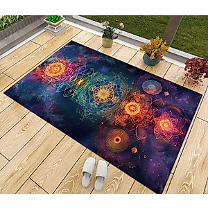 Owingus Design Chakra Rug, Yoga Carpet, Chakras Rugs Home Decor, Chakra Meditation Spiritual Yoga Print Area Rugs Floor Mat, Non-Slip Carpet for Living Room Bedroom Kitchen 96, 5x8 ft