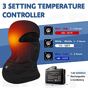 WERMSOCK Heated Ski Mask, Heated Balaclava Face Mask, Windproof Black Ski Mask for Men, Thermal Full Face Ski Mask for Motorcycle Riding Cycling