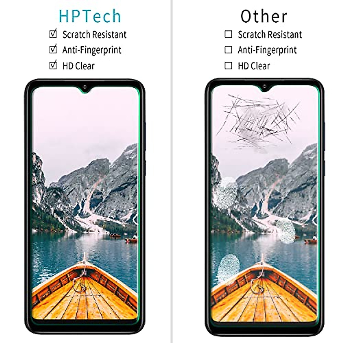 HPTech (2 Pack) Designed for Motorola Moto G Pure Tempered Glass Screen Protector, Easy to Install, Anti Scratch, Bubble Free