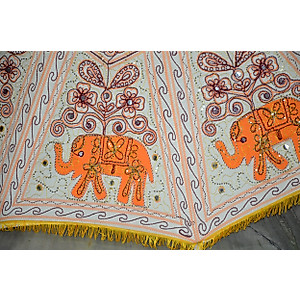 Garden beach patio umbrella parasol sun shade protection-Garden Umbrella Parasol Large, Handmade Large Outdoor, large garden umbrellas outdoor Diameter: 228 cm (Orange Elephant Design)