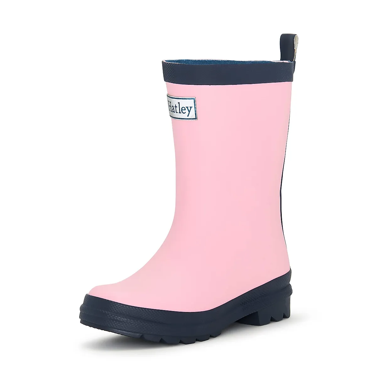 Hatley Unisex Kid's Solid Rain Boots, Pink & Navy, 11 Little Kid