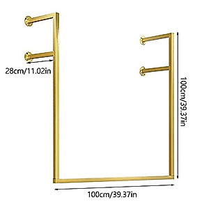 TBVECHI Simple Houseware Commercial Grade Clothing Garment Rack, Heavy Duty Detachable Wall Mounted Gold Garment Bar, F-Shaped Shelf Wedding Dress Organization