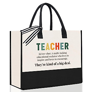 YUANHAO Teacher Gifts for Women, Teacher Appreciation Gifts, Teachers Day Gifts, Teacher Valentines Day Gifts, Teacher Canvas Tote Bag Grocery Reusable Bag