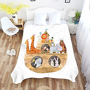 WONDERTIFY Baby Noah's Ark Throw Blanket Colorful Baby Swaddle Blanket Cozy, Warm and Lightweight 30"X40"