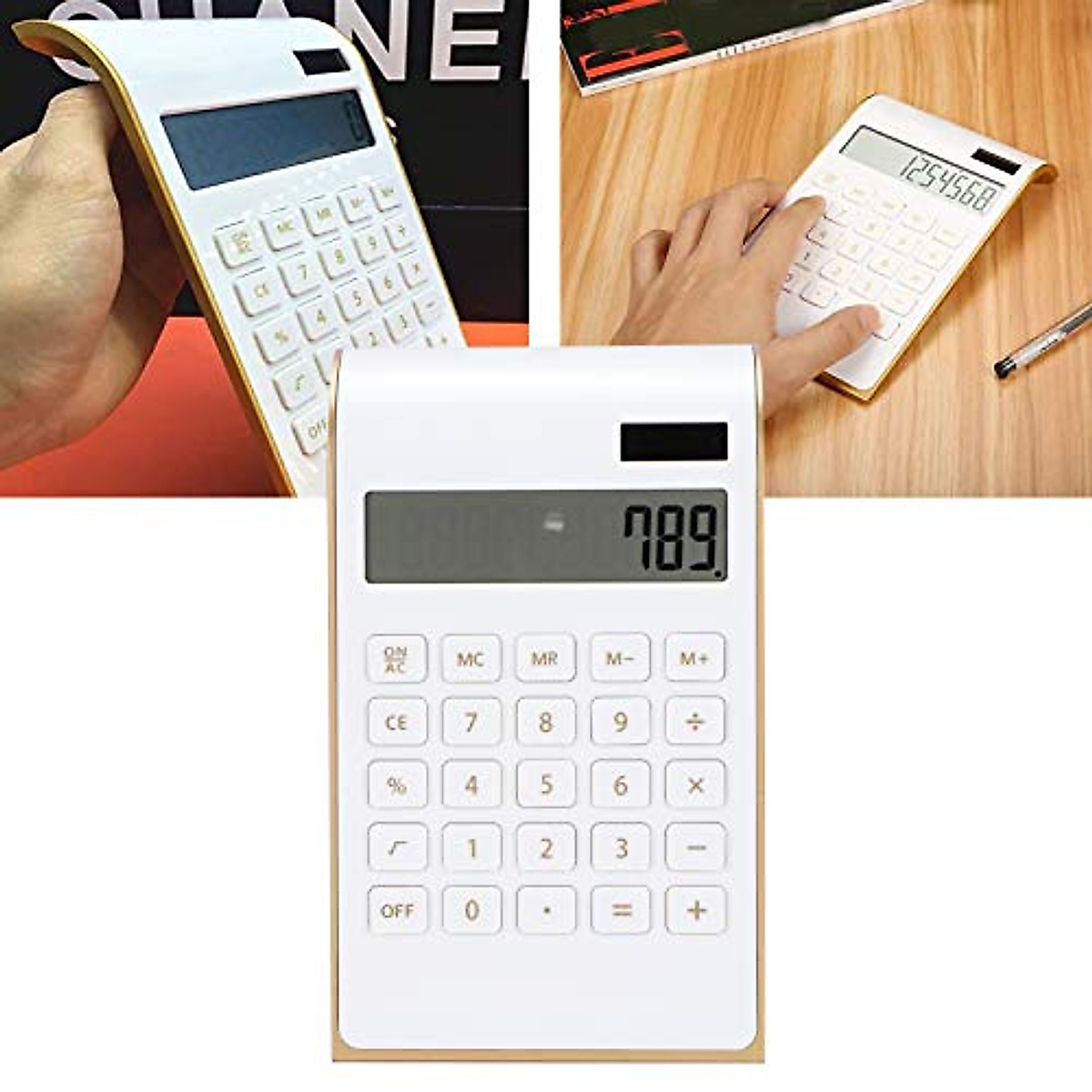 Financial Calculator Ultra Thin Solar Power Calculator Compact Size Solar Calculator, for Home Students Office Business(White)