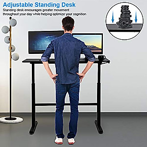 Standing Desk Height Adjustable Stand Up Desk Converter for Laptop Dual Monitors 47 Inches Large Desktop Sit to Stand Desk with Sturdy Frame, Ergonomic Home Office Computer Workstation, Black