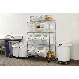 Rubbermaid Commercial Products Plastic Round Food Storage Container with Handle, 6 Quart, Clear, High Temperature Range Food Organization for Wet/Dry Food in Kitchen/Restaurants/Cafeteria, Pack of 12