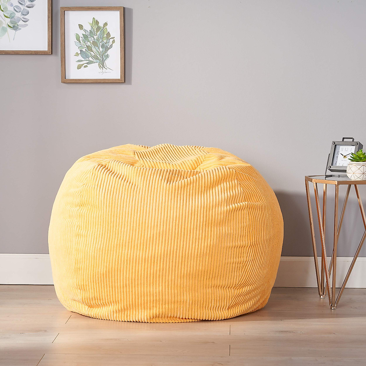 Christopher Knight Home Samantha 3 Foot Beanbag, Mustard Yellow