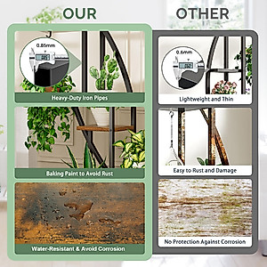 BACEKOLL Plant Stand Indoor with Grow Lights, 6 Tiered Tall Plant Shelf, 63" Metal Plant Stand for Indoor Plants Multiple, Half-Moon Plant Rack Display Shelf, 2 Pcs Plant Holder for Living Room, Patio