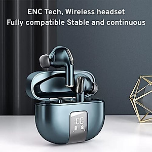 StitchGreen J68 Wireless Earbuds BT V5.2 Waterproof IPX-5, LED Display, 120H Playtime, ENC Active Noise Cancelling with Mic Earphones, True Wireless Stereo Bluetooth Headphones for iPhone/Android