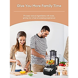 FOHERE Food Processor, 12 Cup, 4 Functions for Chopping, Slicing, Purees & Dough, Black