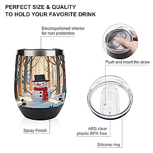 OPTKSNCU 304 Stainless Steel Insulated Cup with Lid, Snowman Christmas Print Durable, And Easy to Clean – Ideal for Home, Office, And Gift Giving