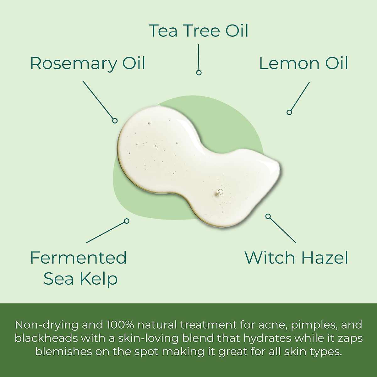 Sea El Kelp Blemish Stick Skincare Pimple Blackhead & Acne Spot Treatment Witch Hazel Rosemary & Tea Tree Oil Serum & Skin Toner for Women & Men, All Skin Types - .33 oz