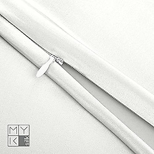 MYK Pure Natural Mulberry Silk Pillowcase, 19 Momme 600 Thread Count for Hair & Skin Care, Hypoallergenic and Cooling, Oeko-TEX, King Size, Undyed Ivory White