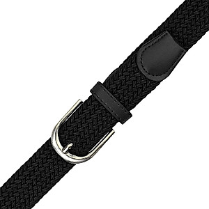 Falari Men Women Multicolored Elastic Stretch Braided Belt Canvas Fabric Woven No Holes Belt (1003 - Black, X-Large)