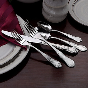 Liberty Tabletop Martha Washington 45-piece 18/10 Flatware Set for 8, Includes Serving Pieces Made in USA