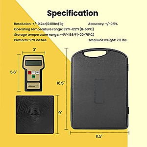VIVOHOME High Precision Electronic Digital Refrigerant Charging Weight Scale with Case for HVAC 220LB