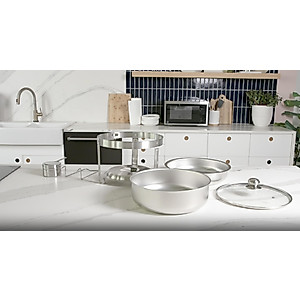 Alpha Living Chafing Dish Buffet Set of 4 – Complete Stainless Steel Chaffe Buffet Set with Glass Lids, Chafing Fuel Holder – Elegant and Practical Warmer Trays for Buffet, Wedding, Catering Supplies