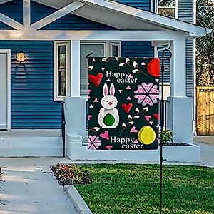 My Little Nest Seasonal Garden Flag Happy Easter Bunny Eggs Double Sided Vertical Garden Flags for Home Yard Holiday Flag Outdoor Decoration Farmhouse Banner 12"x18"