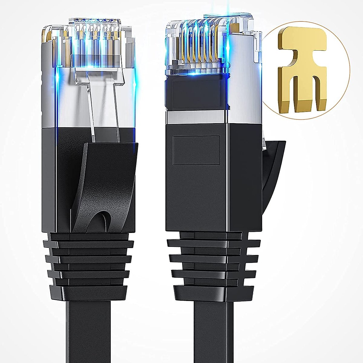 Musment Cat 8 Ethernet Cable 10ft, High Speed Ethernet Cord, Slim LAN Cable with RJ45, Weatherproof Flat Internet Network Patch Cord, Black