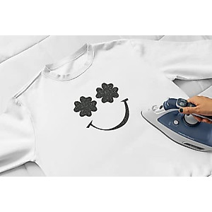 Shamrock Happy Face Iron On Decal, St Patricks Day Shirt Transfer, Iron On Transfer, Clover Patch, Glitter Decal, St Paddy, Iron On ALmost Anything in 5 Min (Grass Glitter)