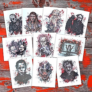 Scary Movie Character Temporary Tattoos | Pack of 10 | MADE IN THE USA | Skin Safe | Removable