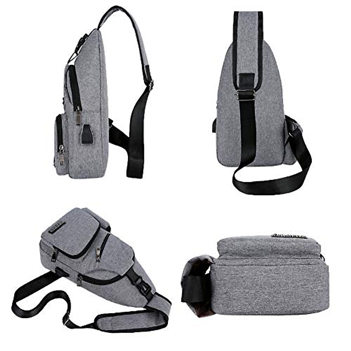 Peicees Sling Bag for Men Women Shoulder Bag Daypack with Bottle Holder