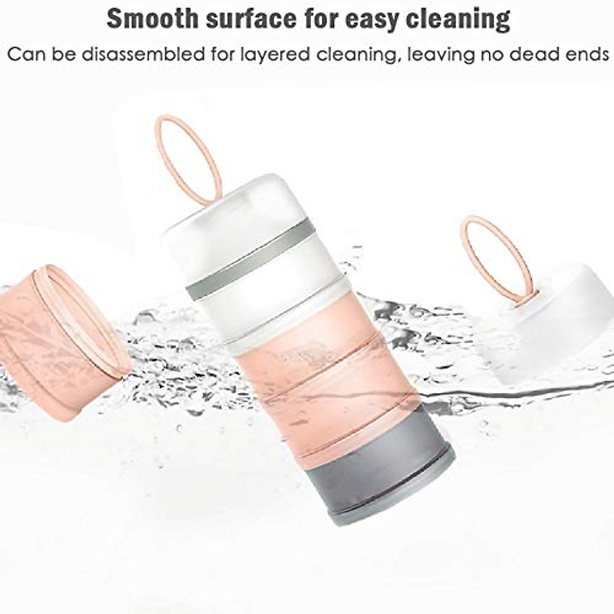 Baby Milk Powder Formula Dispenser, BJLIIO Non-Spill Portable and Stackable Formula Travel Container, 4 Layers Twist Lock Snack Storage Container for Protein Powder, Nuts, Small Fruit, BPA Free