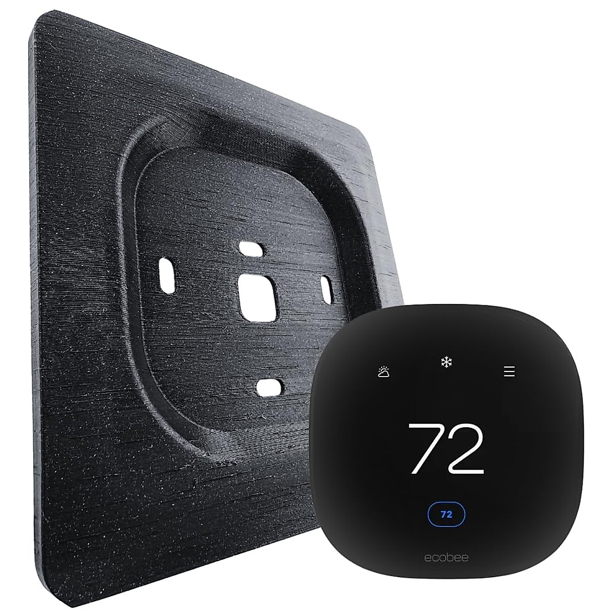 Wall Plate for Ecobee Smart Thermostat Enhanced and Premium, Modern Textured Design Onyx Black Square