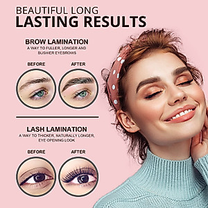 4 in 1 Lash & Brow Lift and Coloring Kit, Professional Eyelash Perm Kit and Brow Lamination Kit, Eyelash & Eyebrow Makeup Set, Long Lasting for 8 Weeks, Suitable for Salon & Home Use DIY (Black)