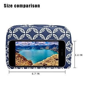 TBOUOBT Cosmetic Travel Bags, Makeup Case, Makeup Bag for Toiletries, Ethnic Navy Blue Round