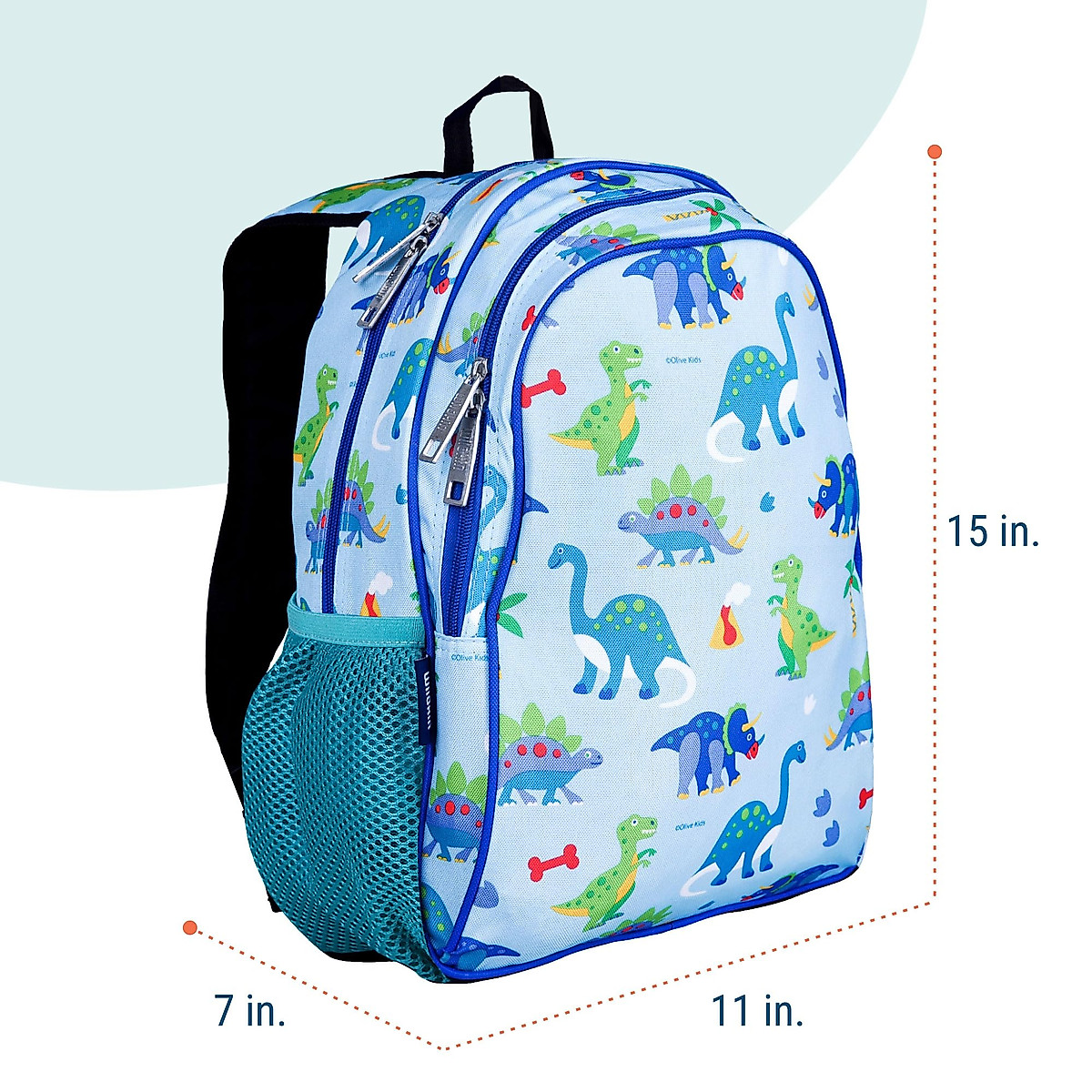 Wildkin 15-inch Kids Backpack – Durable, Padded, Adjustable for School & Travel - Dinosaur Land