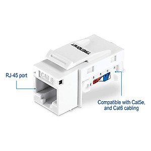 TRENDnet Cat6 RJ45 Keystone Jack 50-Pack Bundle, TC-K50C6, Compatible with Cat5/Cat5e/Cat6 Cabling, Use with The TC-KP24 or TC-KP48 Blank Keystone Patch Panels(Sold Separately) White