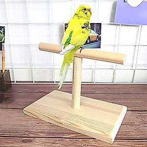 loinhgeo Portable Wood Bird Parrot Training Spin Perch Stand Playground Platform Toy Wood Color