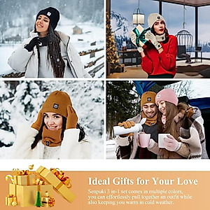 Winter Smiley Face Beanie Hat Scarf Gloves Set for Women Men, Mens Winter Cute Hat Fashionable Warm Scarfs Neck Warmer Touchscreen Gloves Sets for Cold Weather