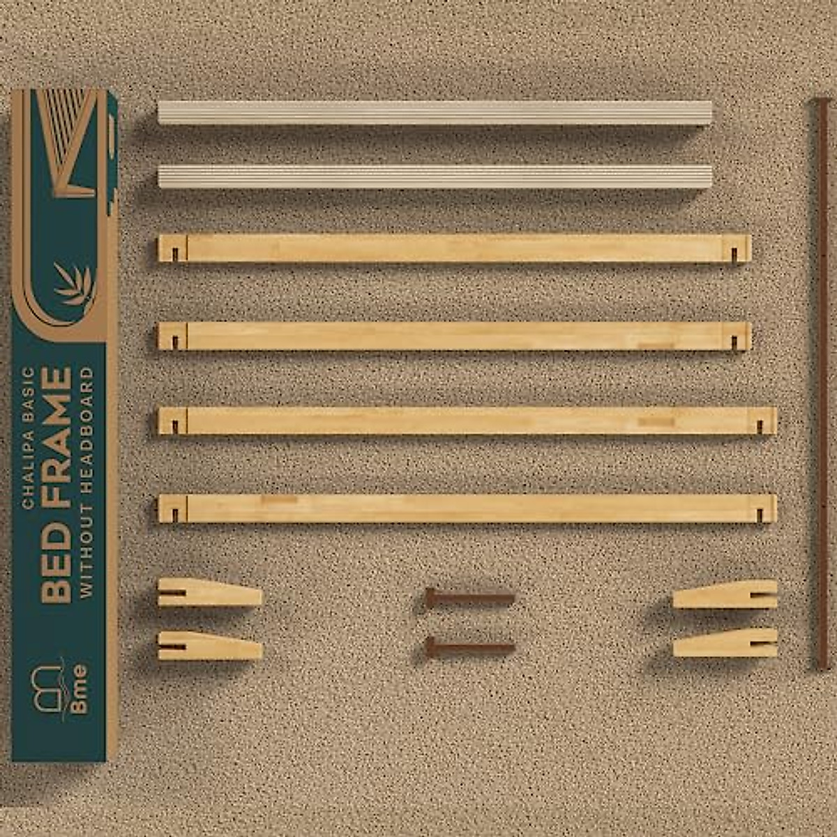 Bme Chalipa 14” King Bed Frame - Solid Wood Platform Bed - Japanese Joinery Bed Frame - Wood Slat Support - No Box Spring Needed - Easy Assembly - Minimalist & Modern Style, Golden Natural