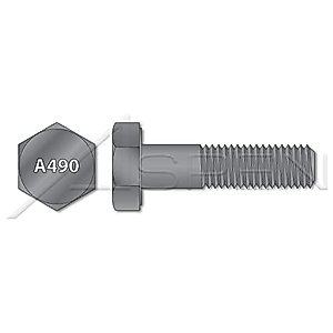 (70 pcs) 1-1/8"-7 X 7", Heavy Structural Hex Bolts, ASTM A490 Type 1, Steel, Made in U.S.A.