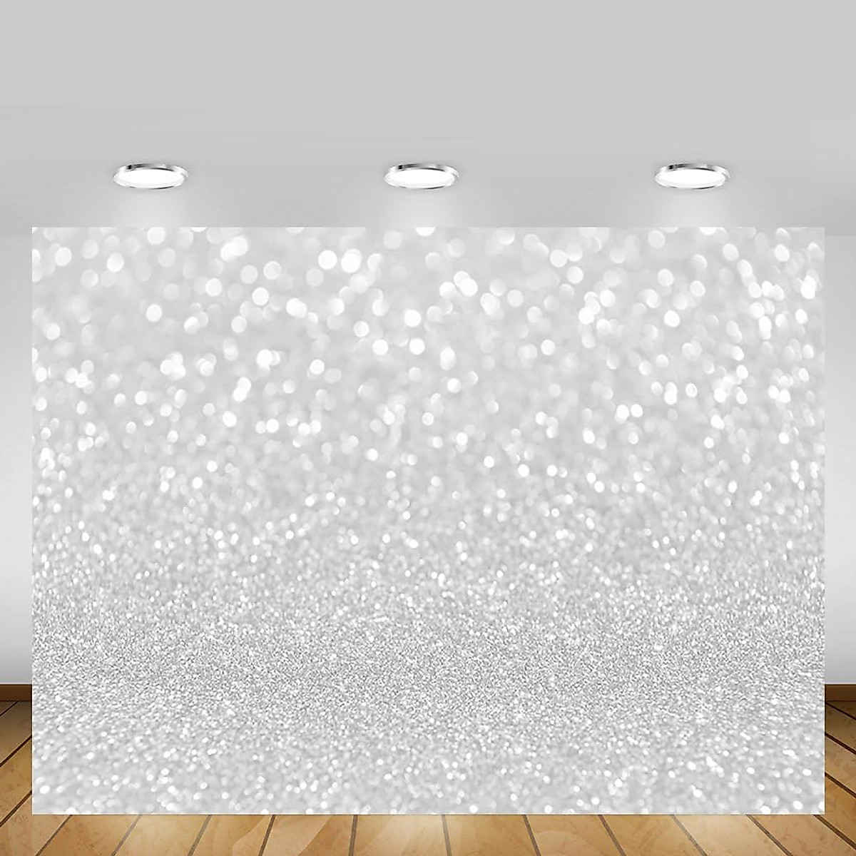 MEHOFOND Sliver Valentine Bokeh Photography Backdrop Shinny Sparkle Abstract Halos Background Galentines Day Wedding Baby Shower Birthday Party Decorations Banner Portrait Photo Booth Props 7x5ft