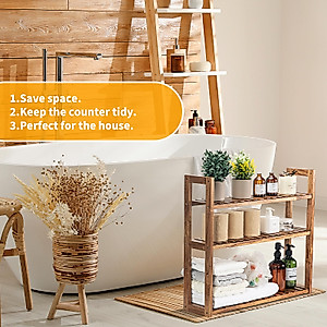 MEHL CLUB 3 Tier Wood Shelf, with Adjustable Layer, Multifunctional Standing Shelf Units for Bathroom, Living Room, Kitchen, Size 23.6x21.2x5.9in, Walnut Color